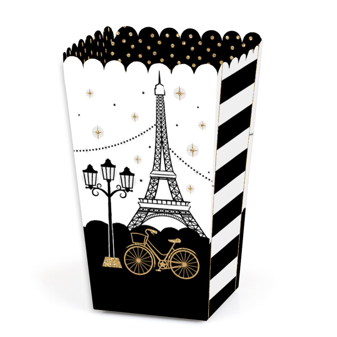 Stars Over Paris - Parisian Themed Party Favor Popcorn Treat Boxes ...