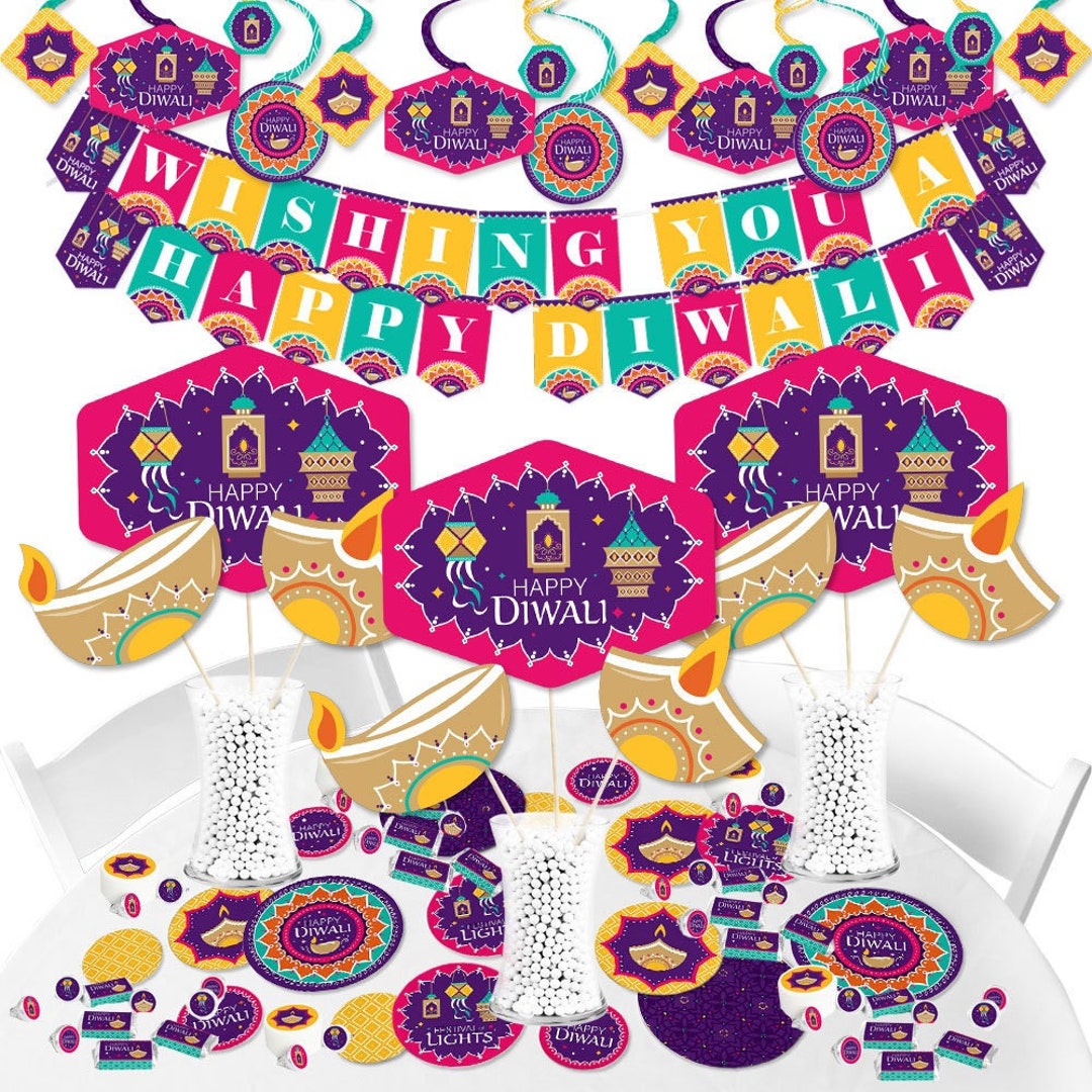 Happy Diwali - Festival of Lights Party Supplies - Banner Decoration ...