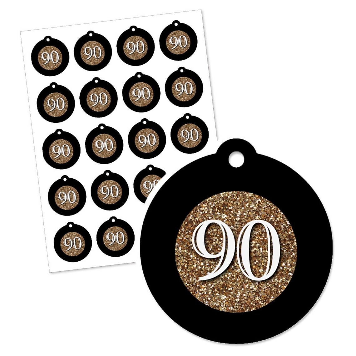 90th Birthday Party Tags Adult 90th Birthday Goldset of - Etsy