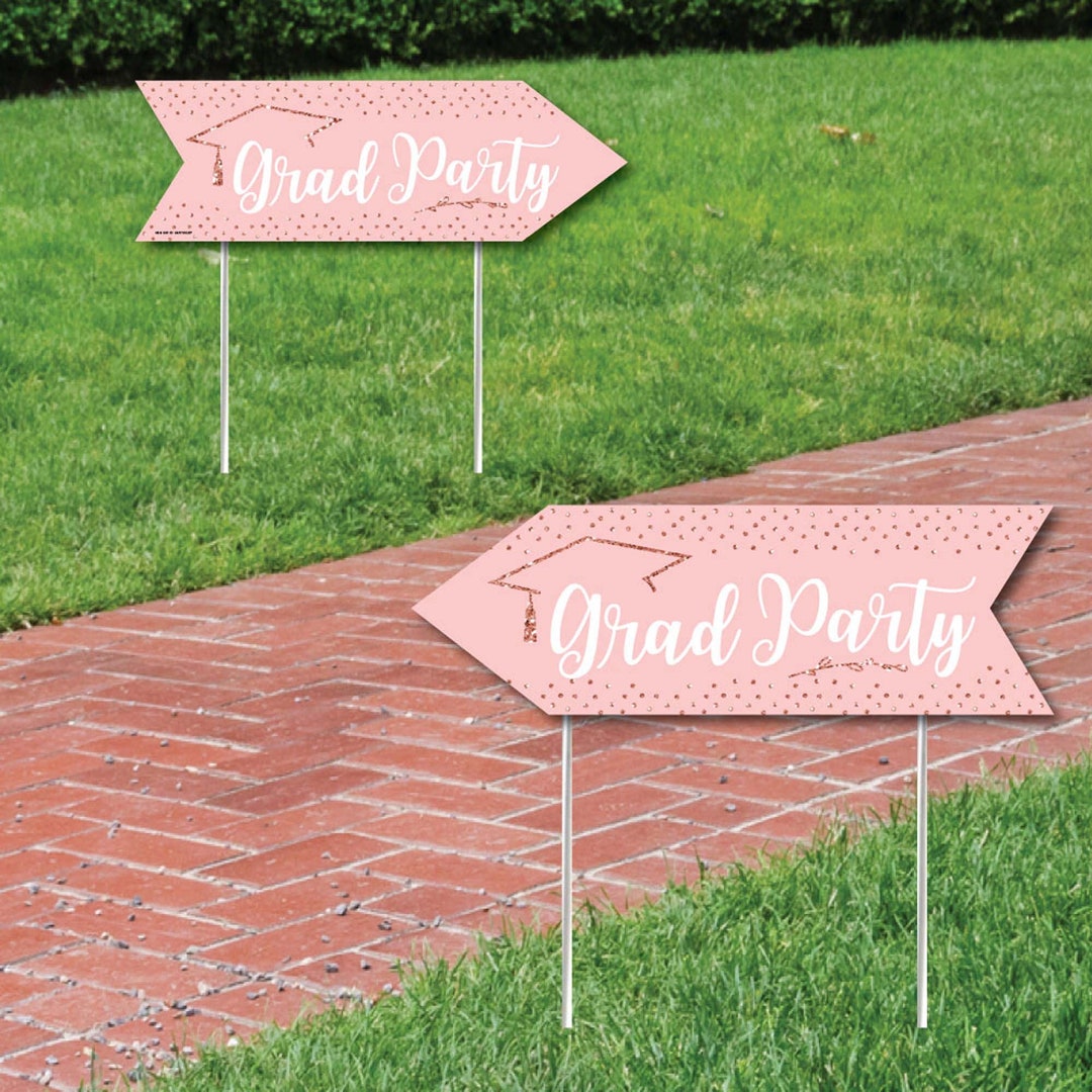 Rose Gold Grad - Graduation Party Arrows - Double Sided Outdoor Yard ...