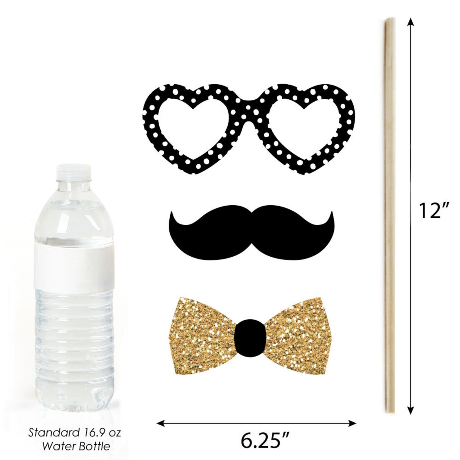 Prom Night 20 Piece Photo Booth Props Kit Black and Gold - Etsy Singapore