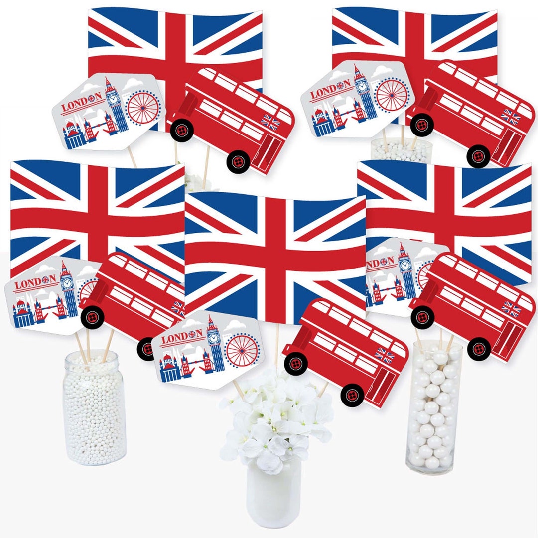 Cheerio, London - British UK Party Centerpiece Sticks - Table Toppers ...