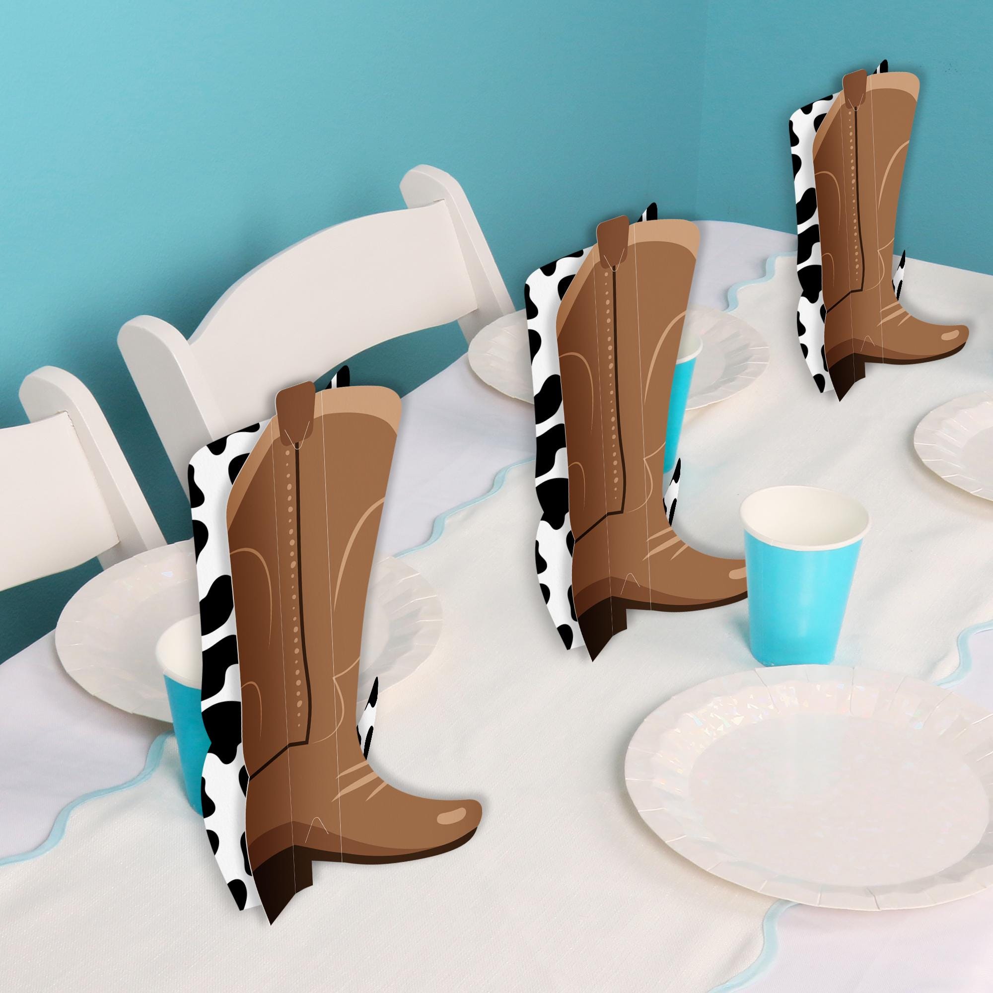 3D Western Cowboy Boots Centerpiece Table Decorations, Freestanding ...
