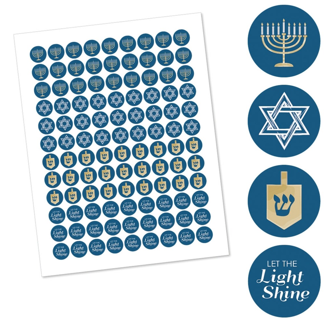 Happy Hanukkah Chanukah Party Round Candy Sticker Favors - Etsy
