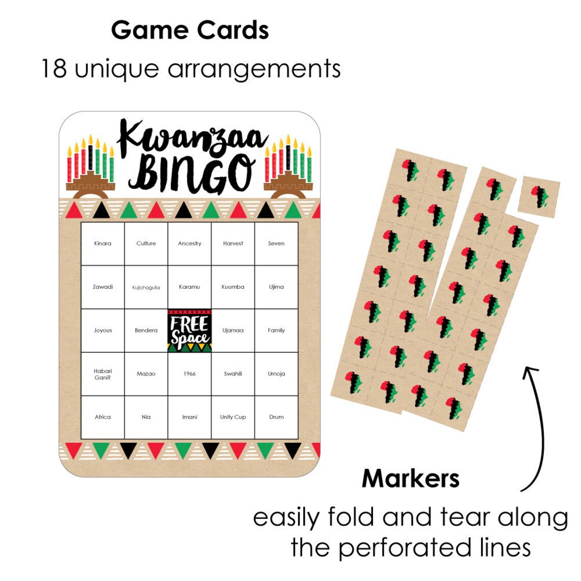Happy Kwanzaa Bingo Cards and Markers African Heritage | Etsy