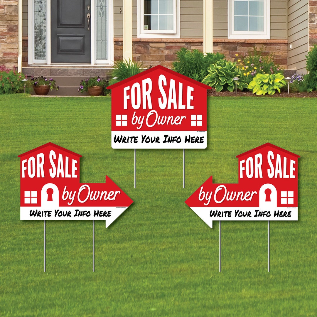 For Sale by Owner - Home Real Estate Yard Sign With Stakes - Double ...