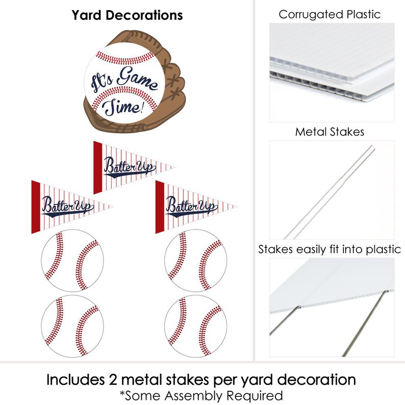 Batter up Baseball Shaped Lawn Decorations Baby Shower | Etsy