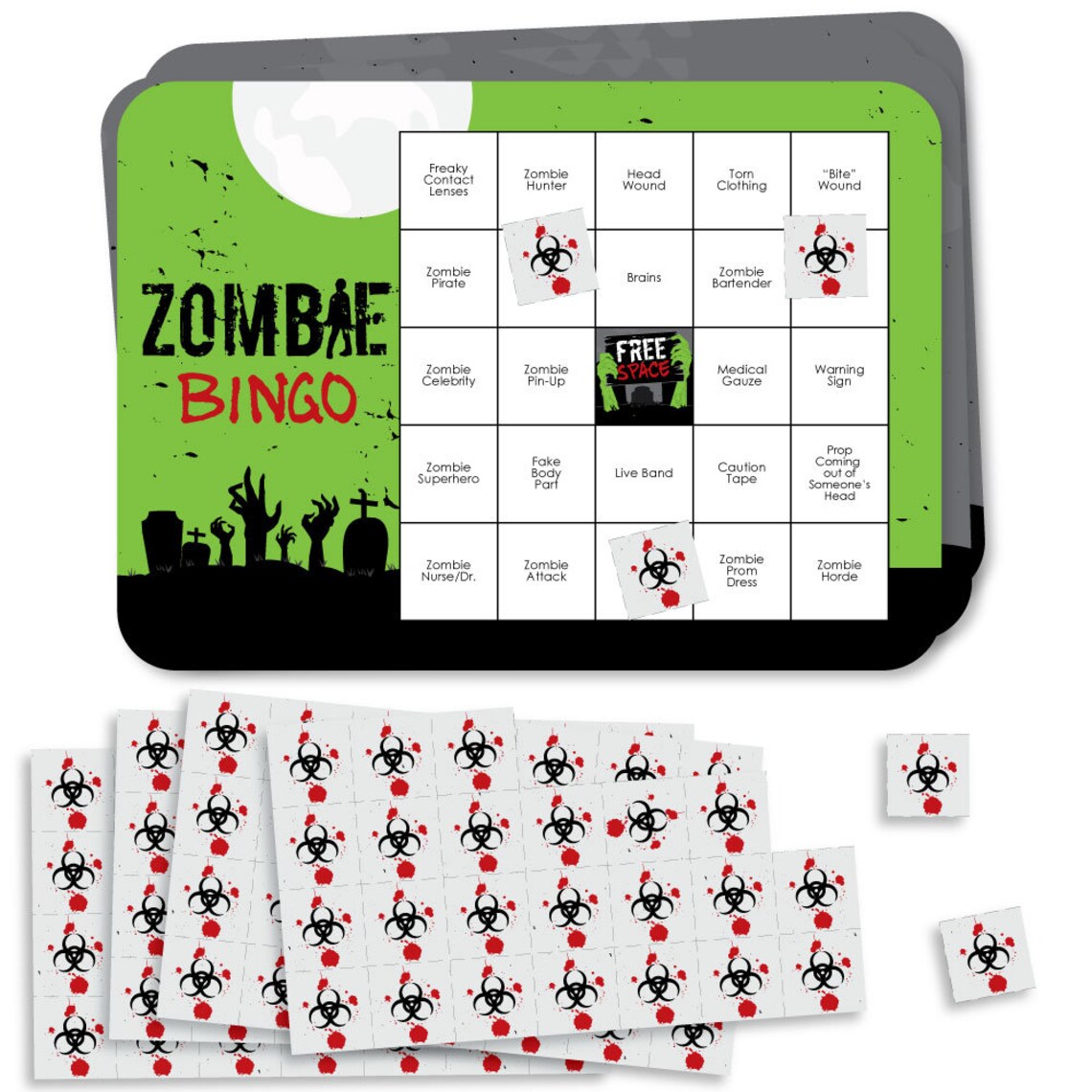 Zombie Zone Bar Bingo Cards and Markers Halloween or | Etsy