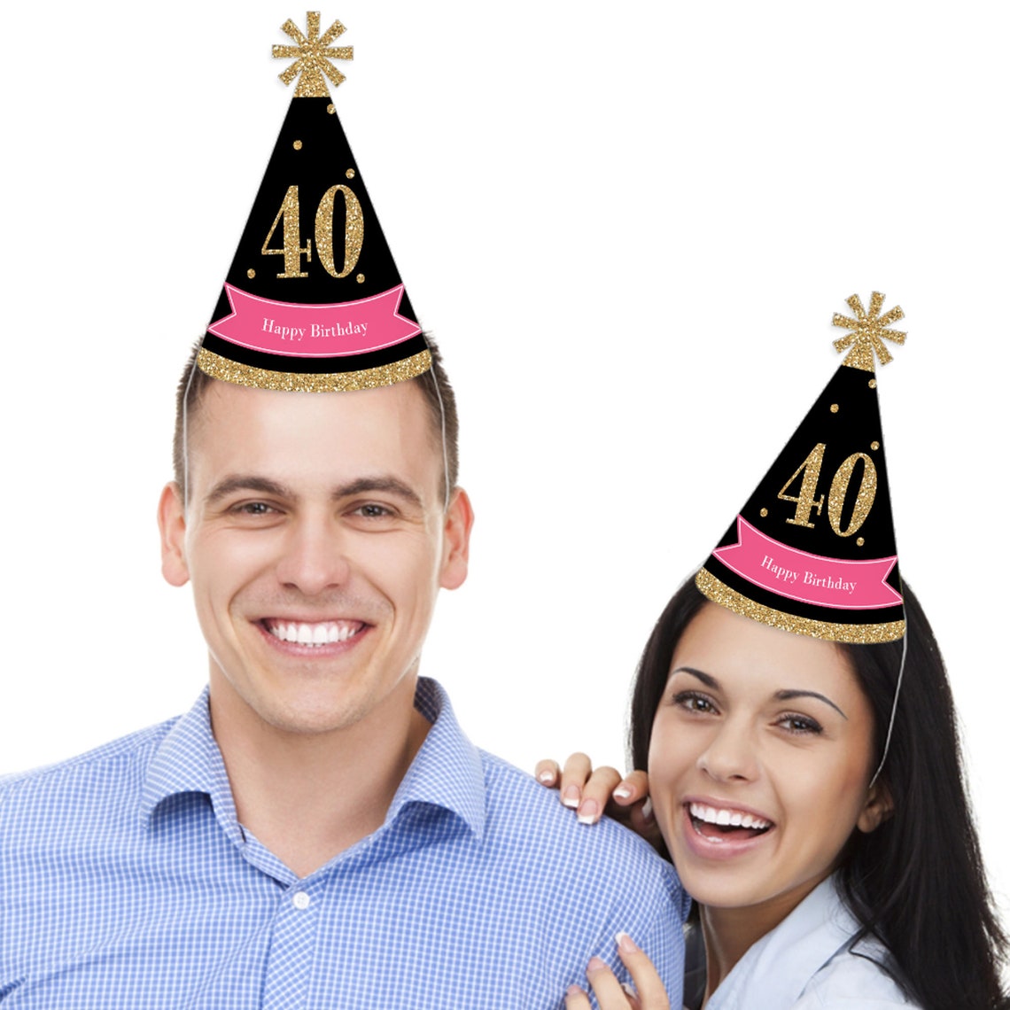 Chic 40th Birthday Cone Happy Birthday Party Hats for Adults - Etsy