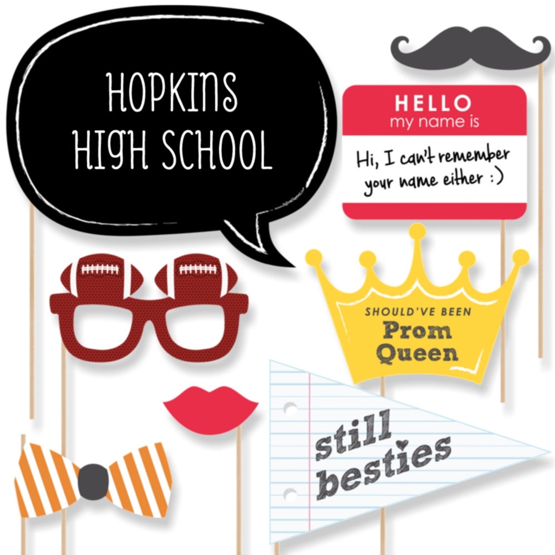 Class Reunion Photo Booth Props Class Reunion With Mustache | Etsy