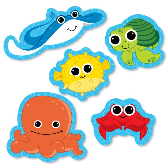 Small Under The Sea Critters DIY Shaped Paper Cut Outs - Baby Shower or ...
