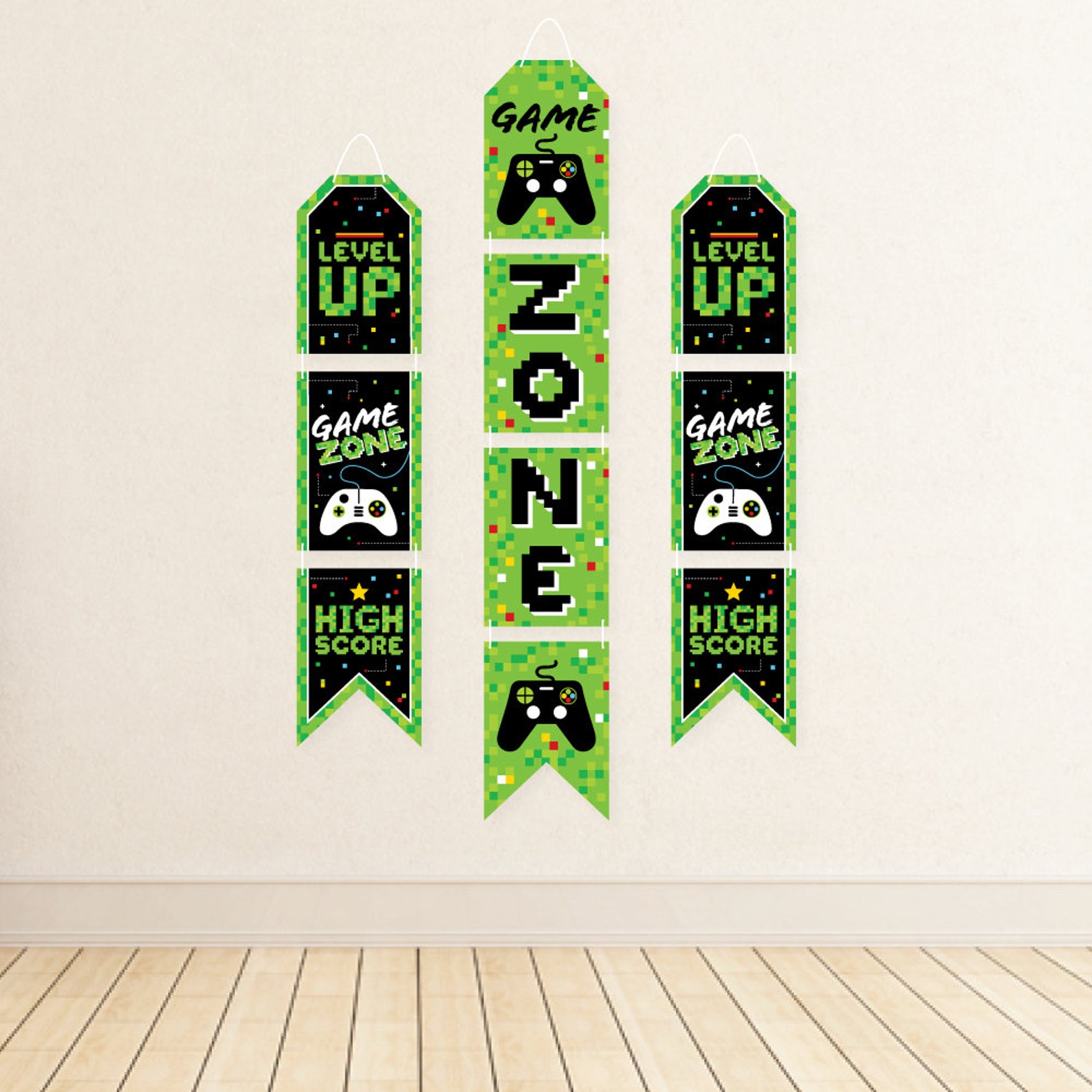Game Zone Hanging Vertical Paper Door Banners Pixel Video - Etsy