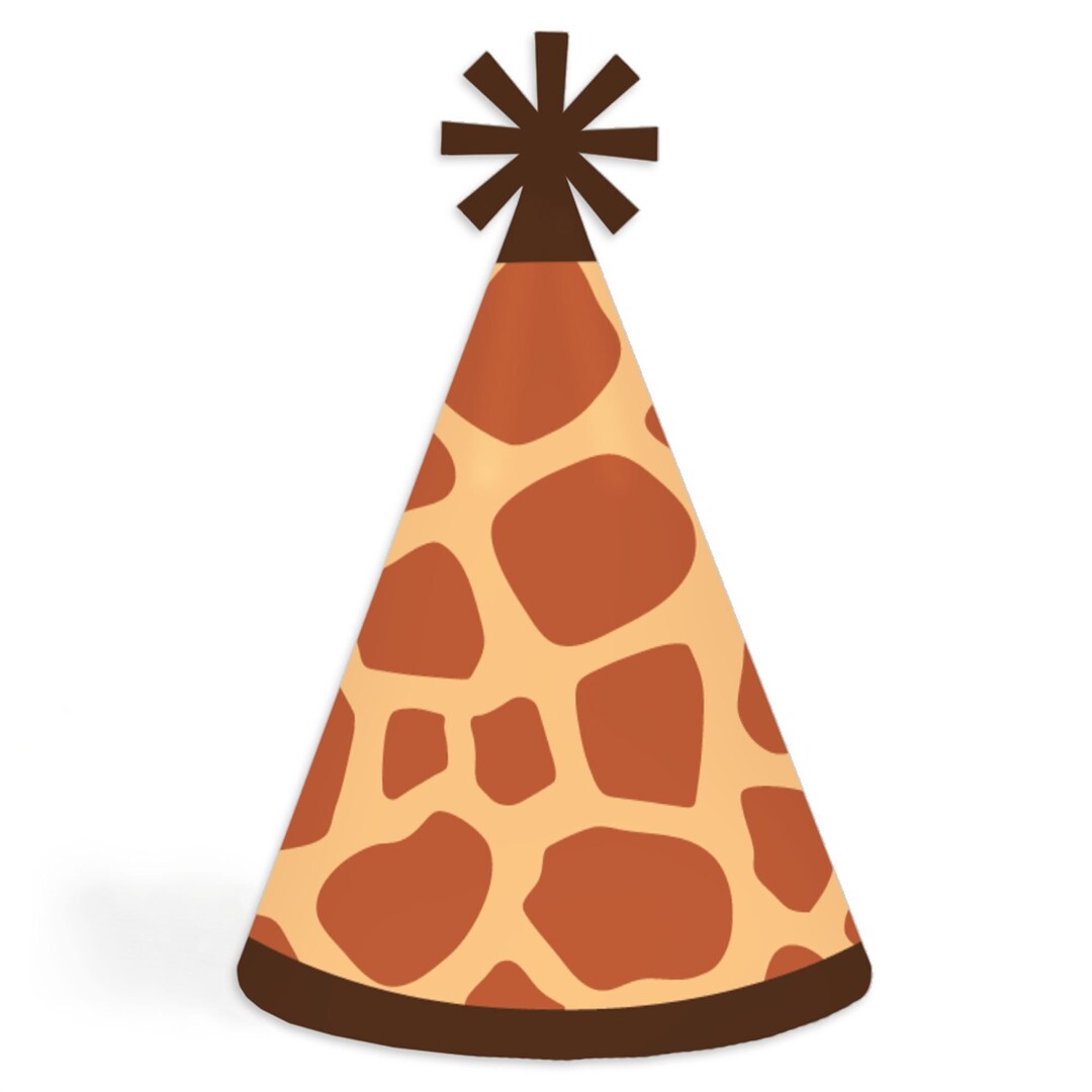 Giraffe Print - Cone Happy Birthday Party Hats for Kids and Adults ...