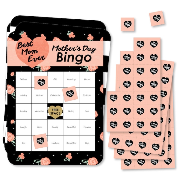 Best Mom Ever - Bingo Cards and Markers - Mother’s Day Bingo Game - Set ...
