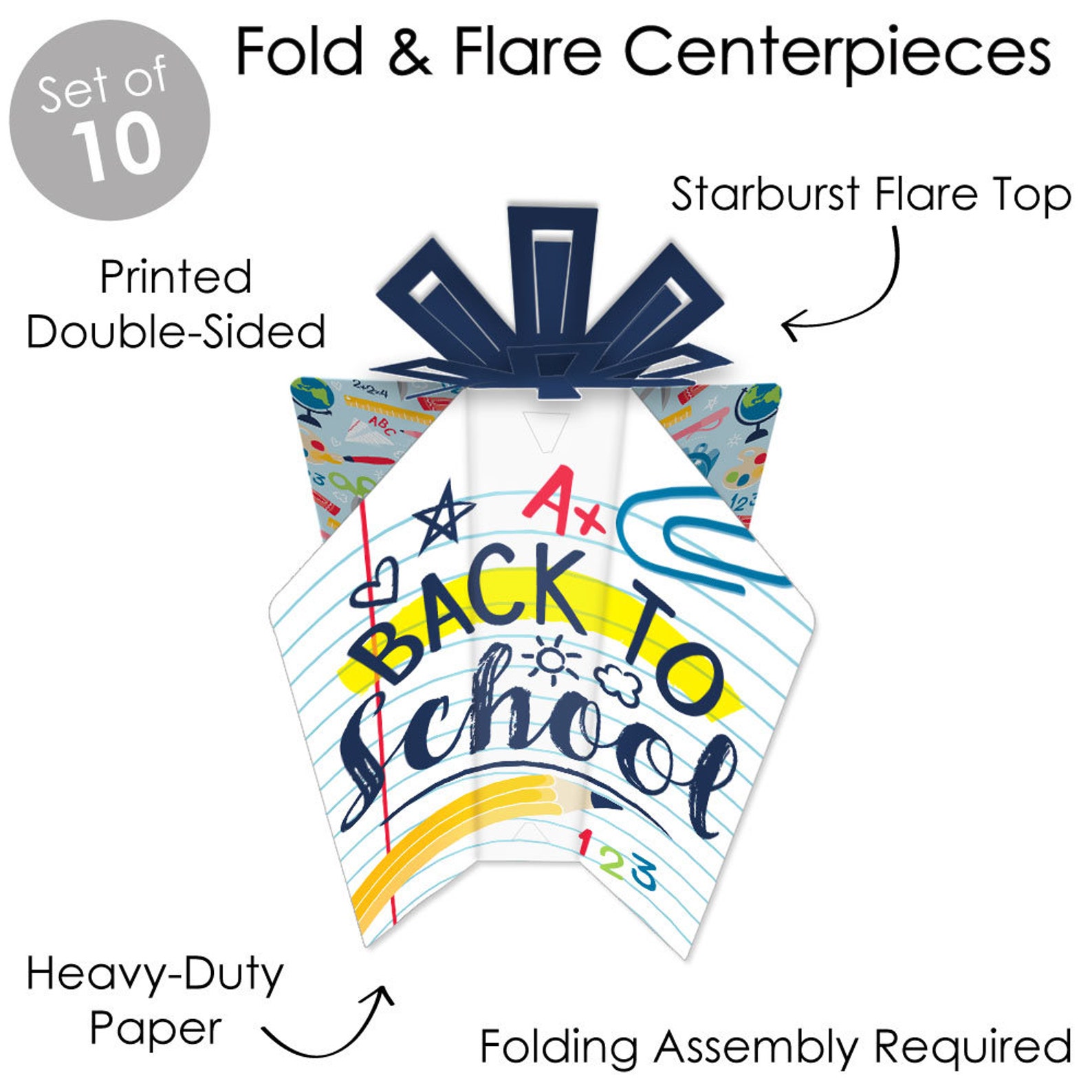 Back to School - Table Decorations - First Day of School Classroom Fold ...