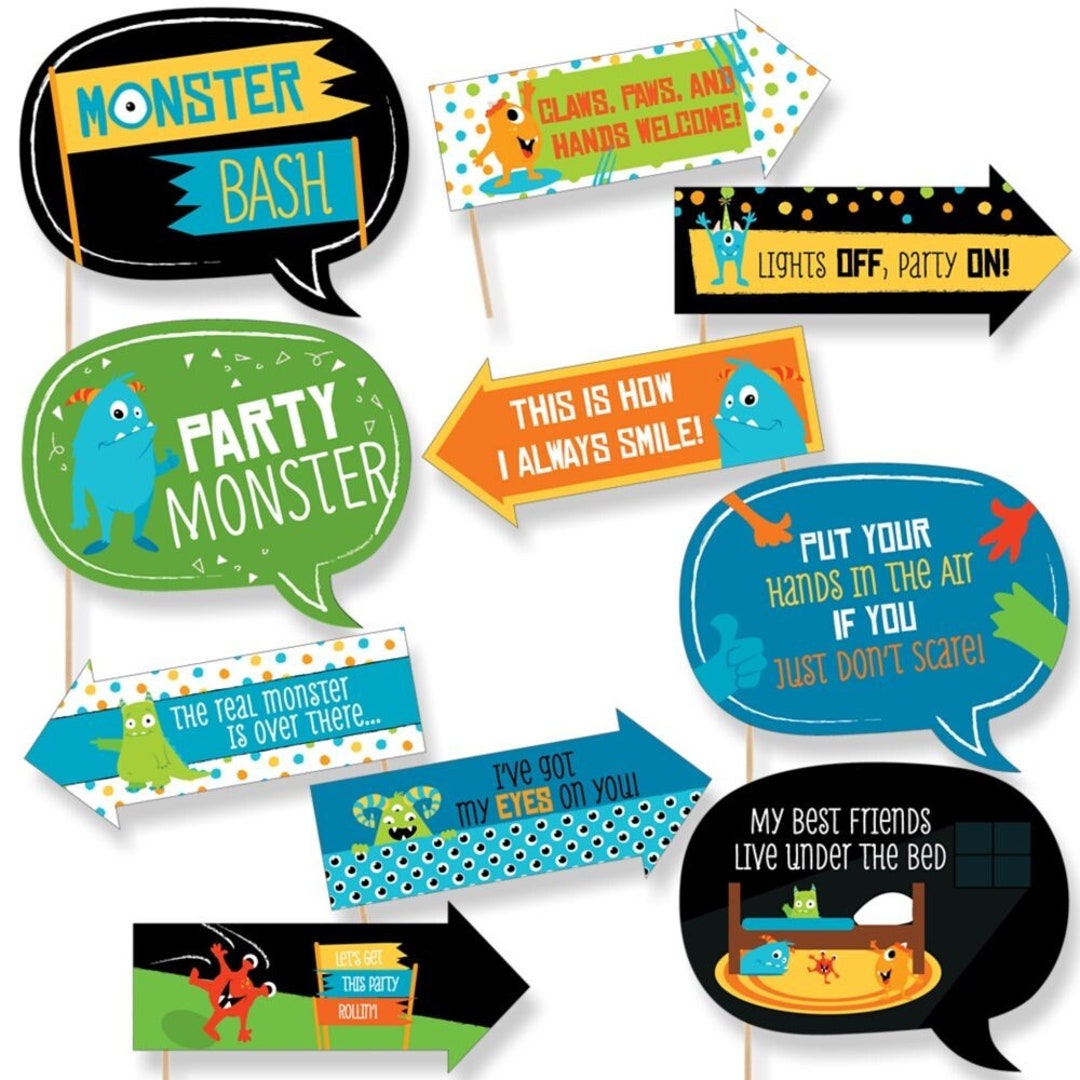 Monster Bash Photo Booth Props - Little Monster Photo Booth Prop Kit ...
