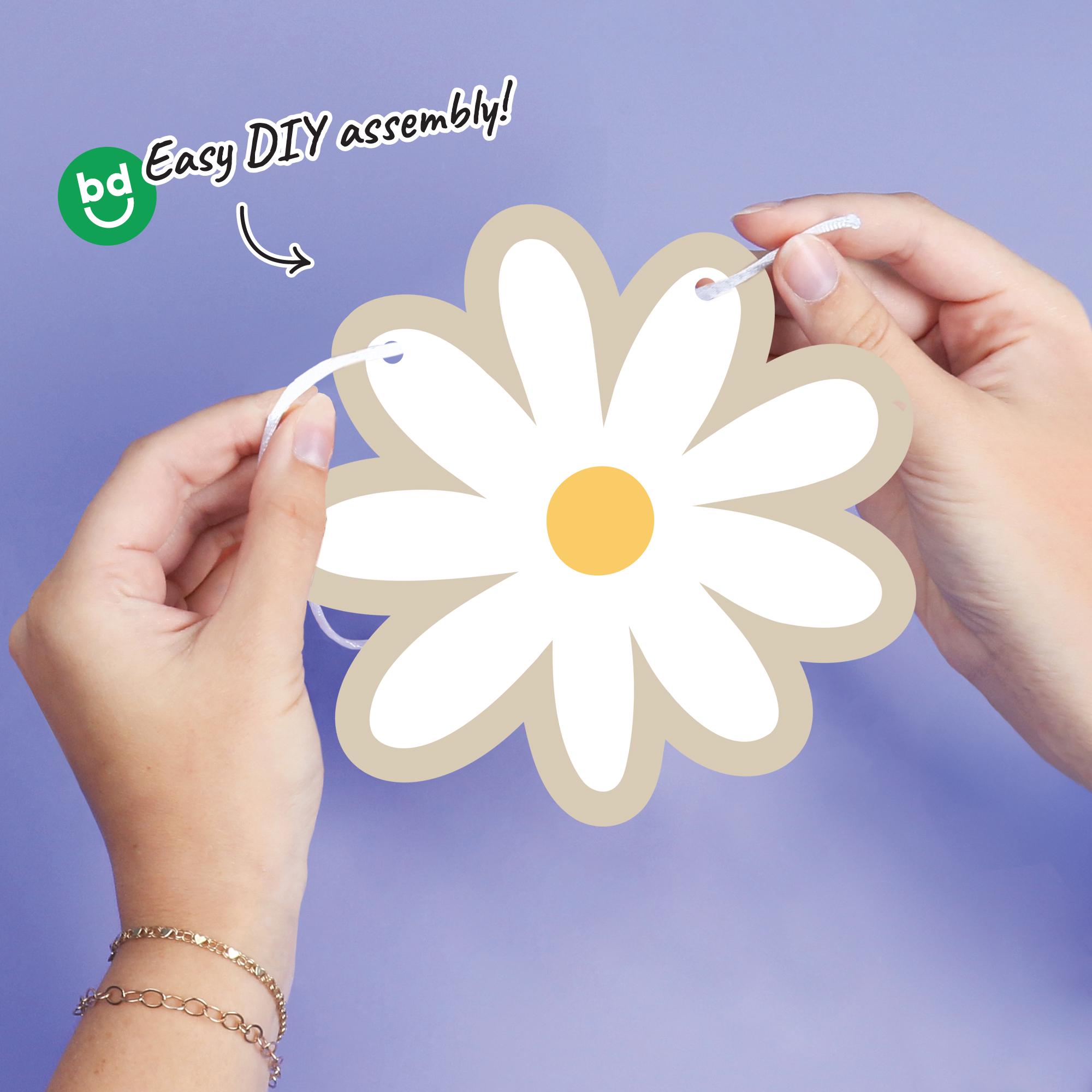 Tan Daisy Flowers Garland Banner, Boho Hanging Decorations, Groovy ...