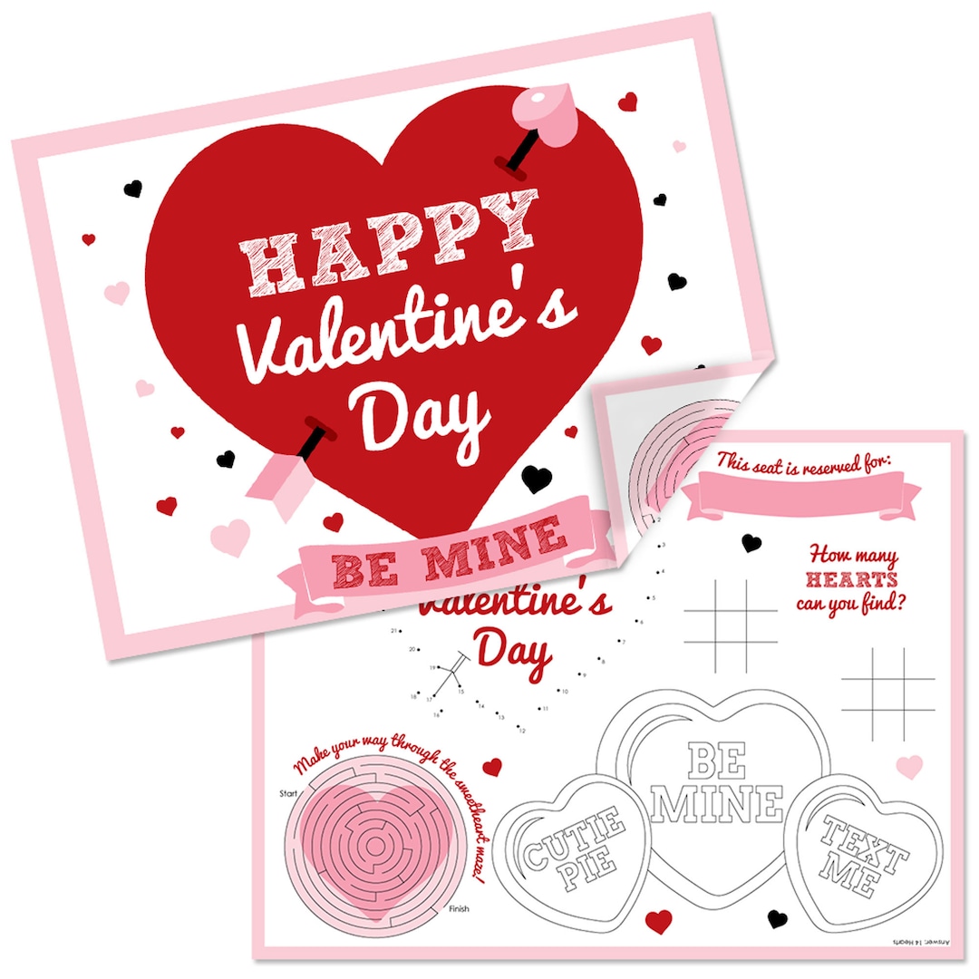 Conversation Hearts - Paper Valentine’s Day Party Coloring Sheets ...