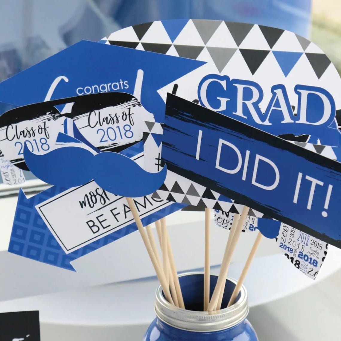 Funny Graduation Photo Booth Props - Blue Grad - Best is yet to Come ...