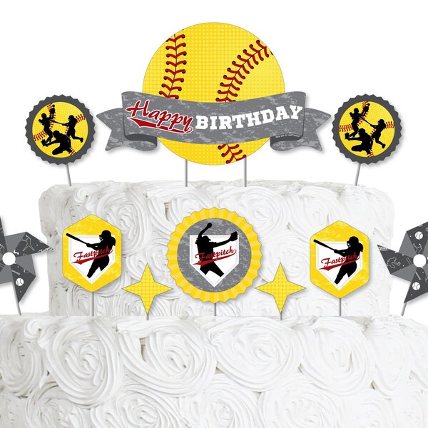 Softball Happy Birthday Cake Topper - Etsy