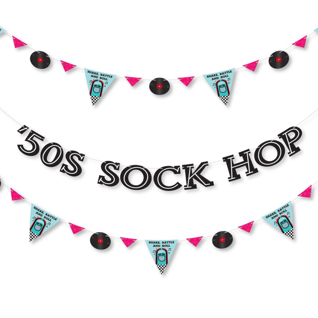 50's Sock Hop - Letter Banner Decoration - 1950's Rock N Roll - 36 ...