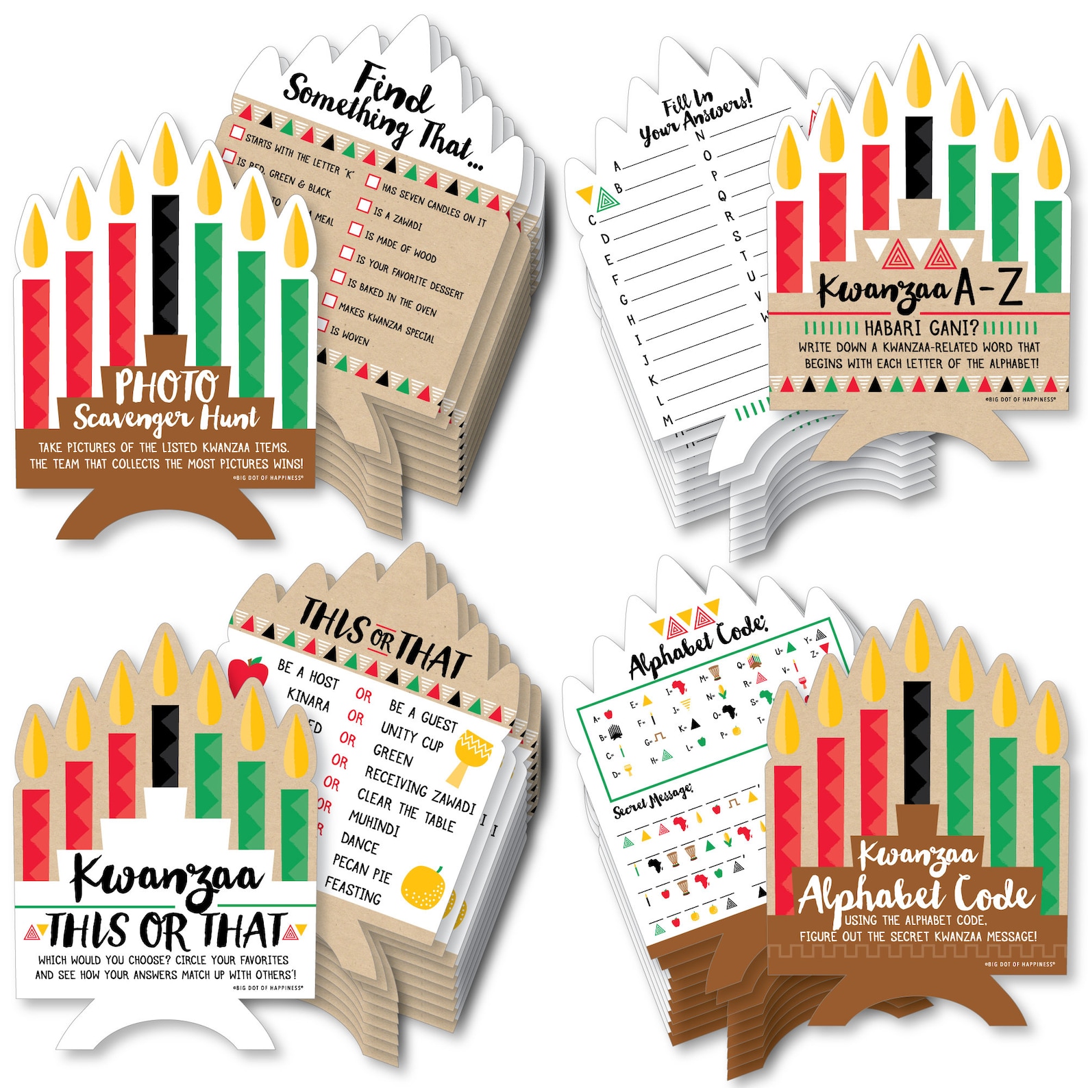 Happy Kwanzaa - 4 African Heritage Games - 10 Cards Each - Kwanzaa A-Z ...