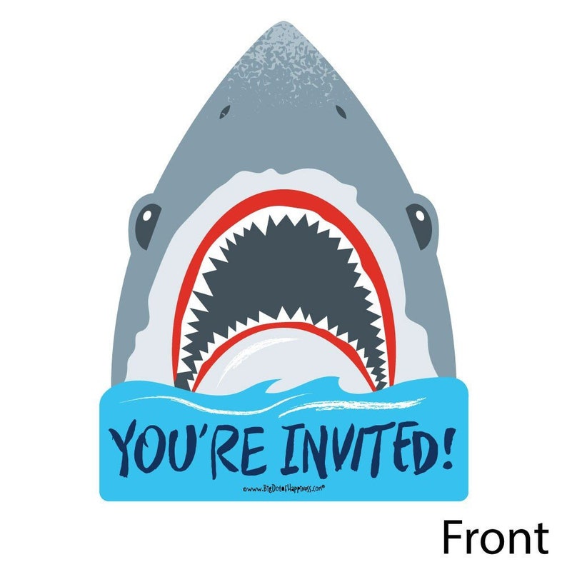 Shark Zone Shaped Fill-in Invitations Jawsome Shark Party - Etsy