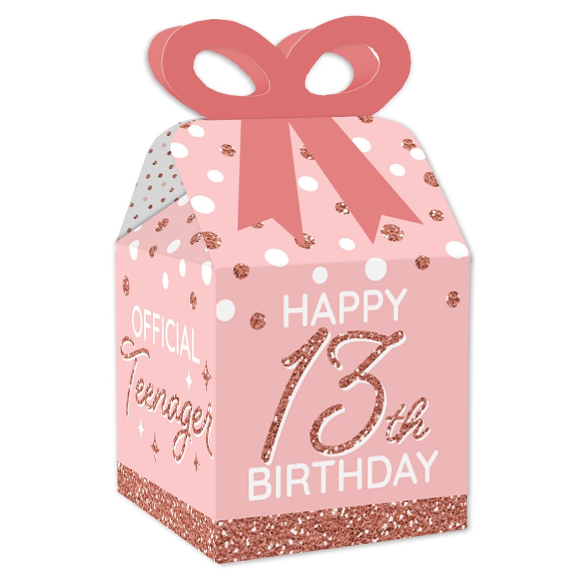13th Pink Rose Gold Birthday Square Favor Gift Boxes Happy - Etsy