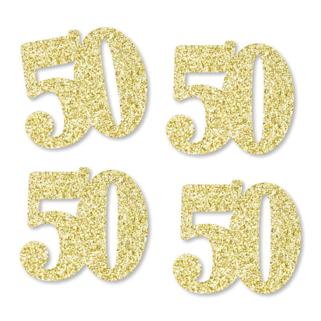 Gold Glitter 50 - No-mess Real Gold Glitter Cut-out Numbers - 50th ...