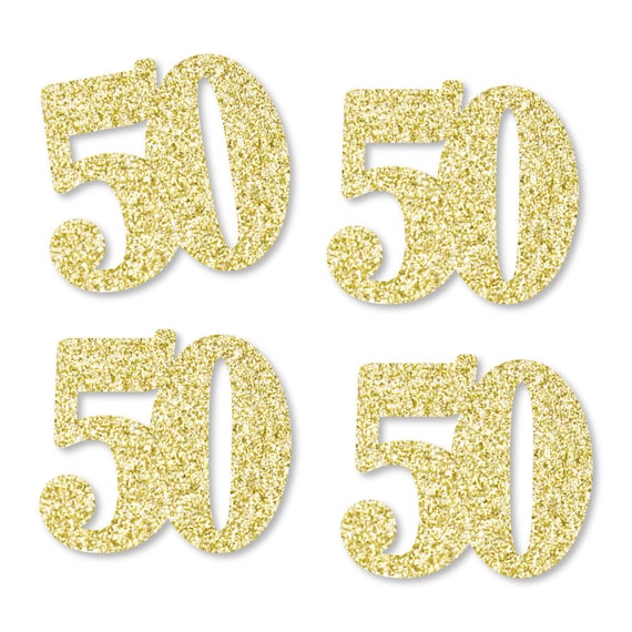 Gold Glitter 50 - No-Mess Real Gold Glitter Cut-Out Numbers - 50th ...