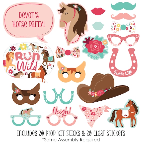 Run Wild Horses - Personalized Pony Birthday Party Photo Booth Props ...