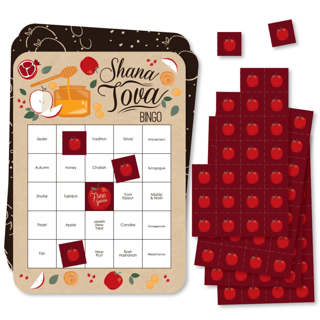 Rosh Hashanah - Bingo Cards and Markers - Jewish New Year Bingo Game ...