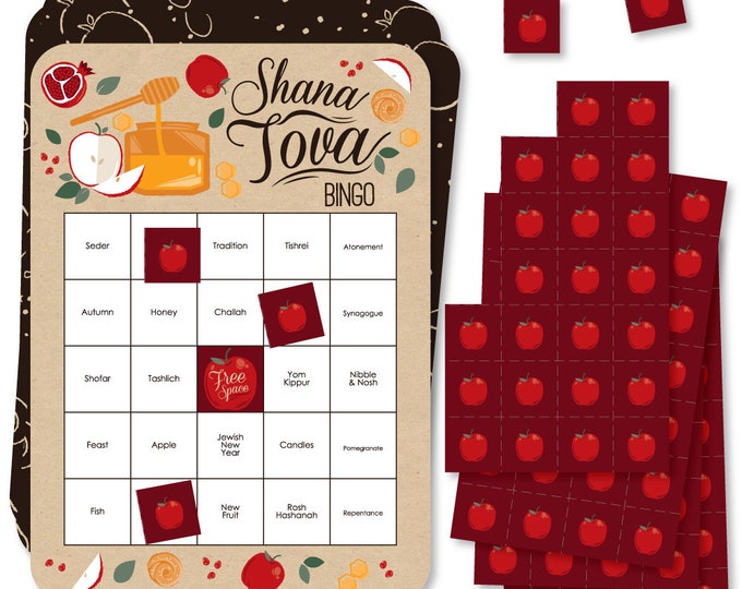 Rosh Hashanah - Bingo Cards and Markers - Jewish New Year Bingo Game ...