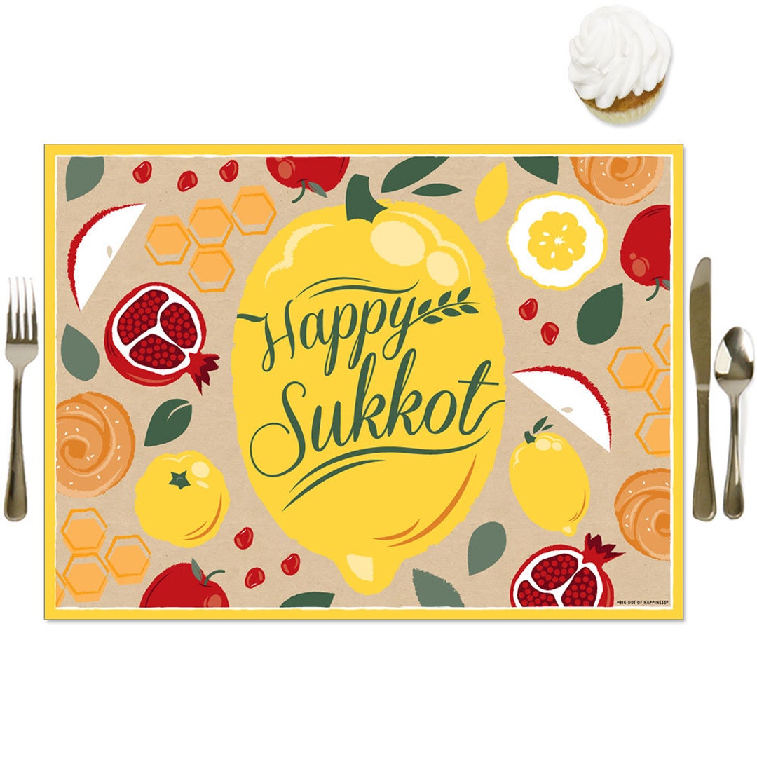 Sukkot - Party Table Decorations - Sukkah Jewish Holiday Placemats ...