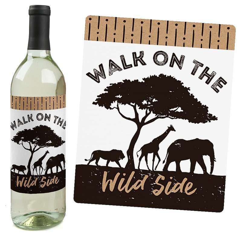 Wild Safari Wine Bottle Labels African Jungle Wine Labels | Etsy