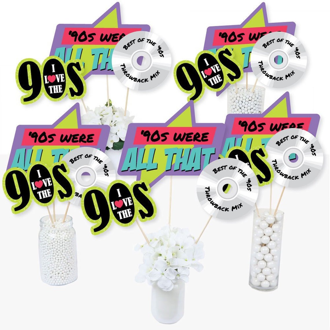 90's Throwback Centerpiece Sticks 1990's Party - Etsy