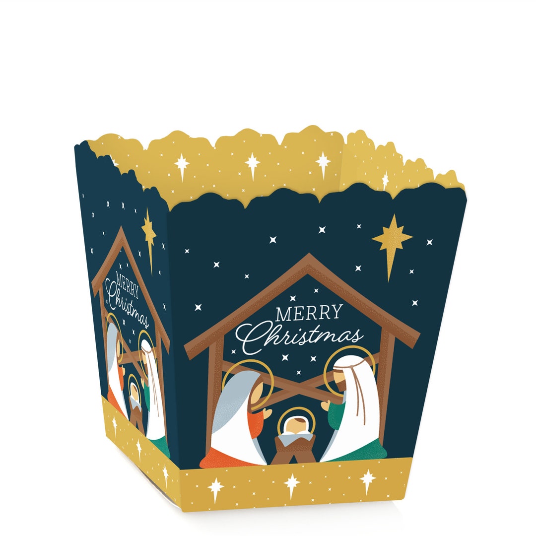 Holy Nativity - Party Mini Favor Boxes - Manger Scene Religious ...