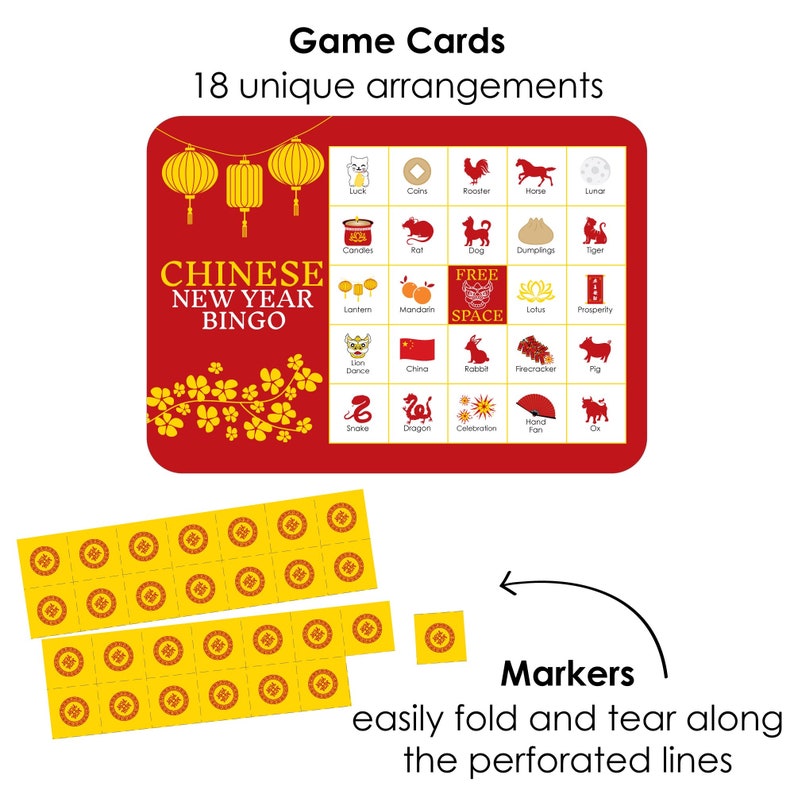 Chinese New Year Bingo Cards and Markers Lunar New Year - Etsy