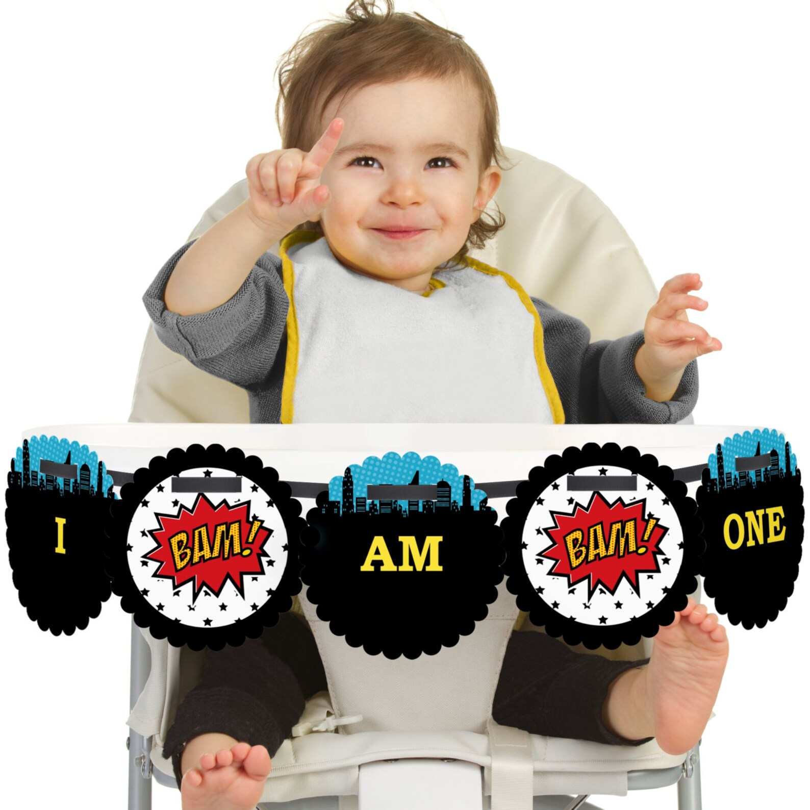 Superhero - 1st Birthday - I Am One - First Birthday High Chair Banner ...