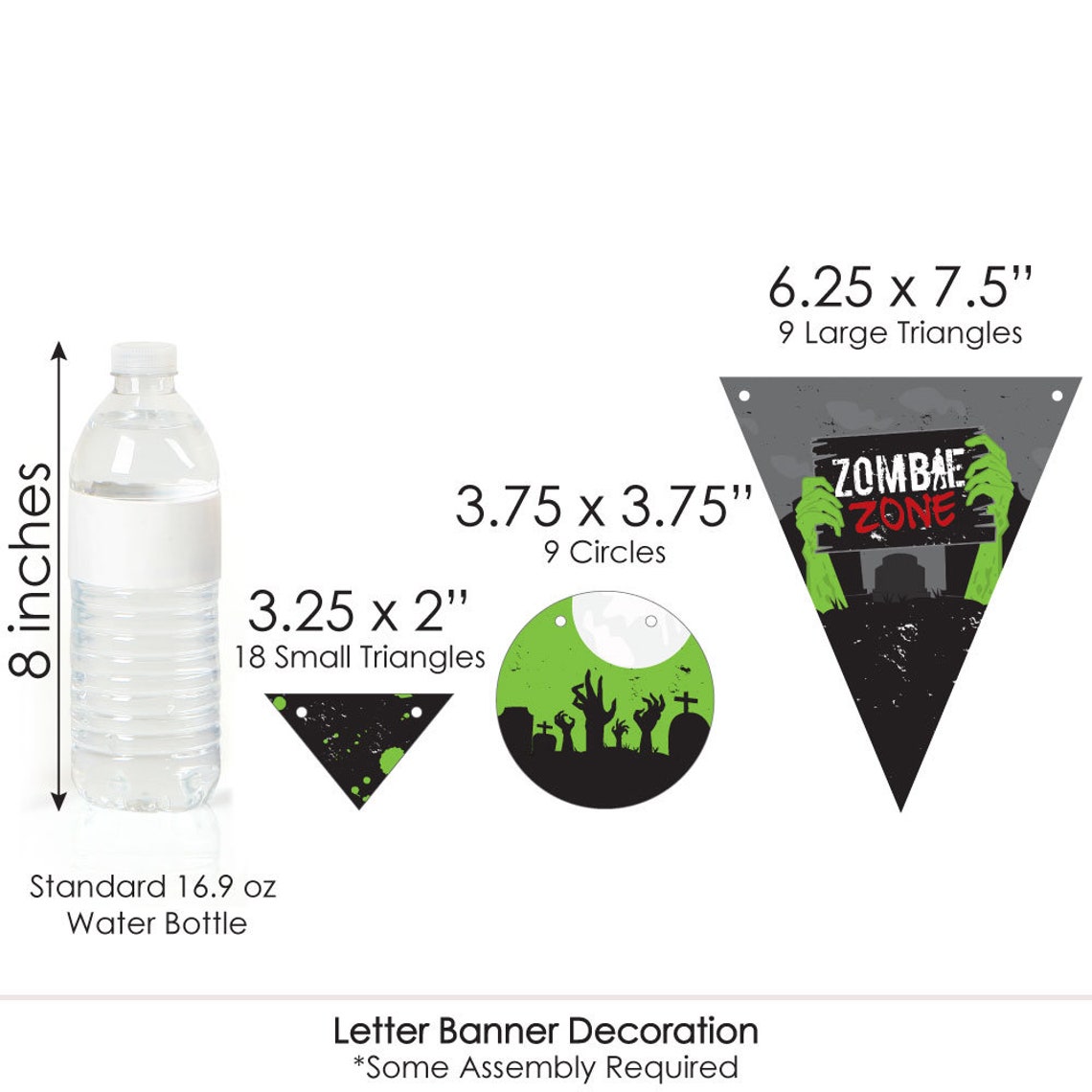 Zombie Zone - Birthday Zombie Crawl Letter Banner Decoration - 36 ...