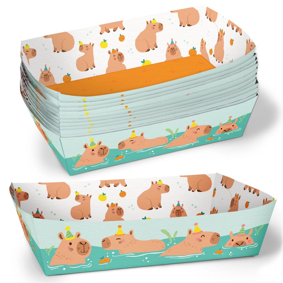 Capybara Party Paper Food Trays, Disposable Food Boats Picnic BBQ ...