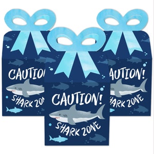 Shark Zone - Square Favor Gift Boxes - Jawsome Shark Party or Birthday ...