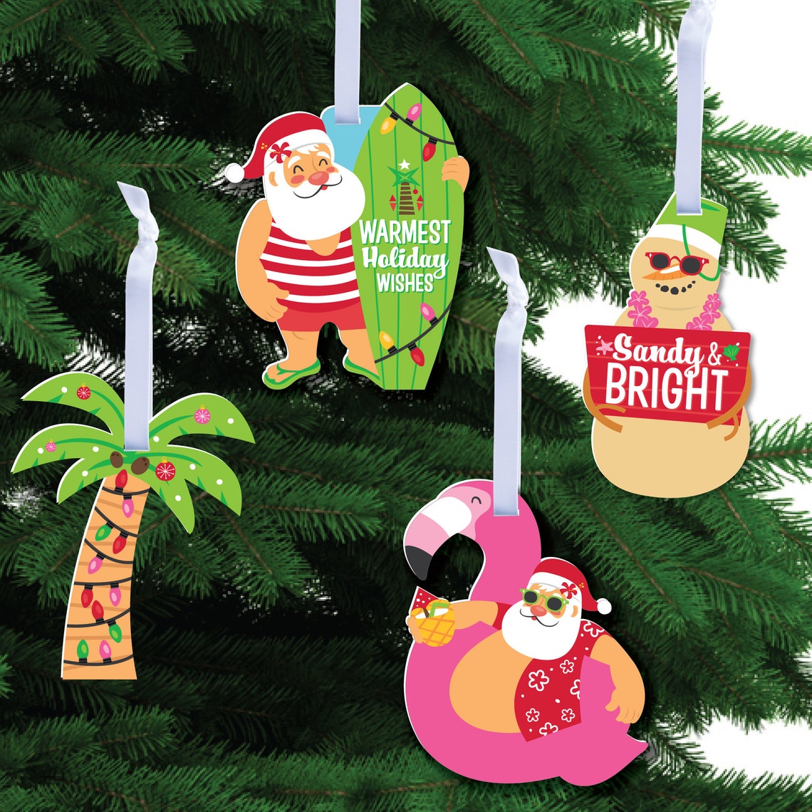 Tropical Christmas Beach Santa Holiday Decorations - Etsy