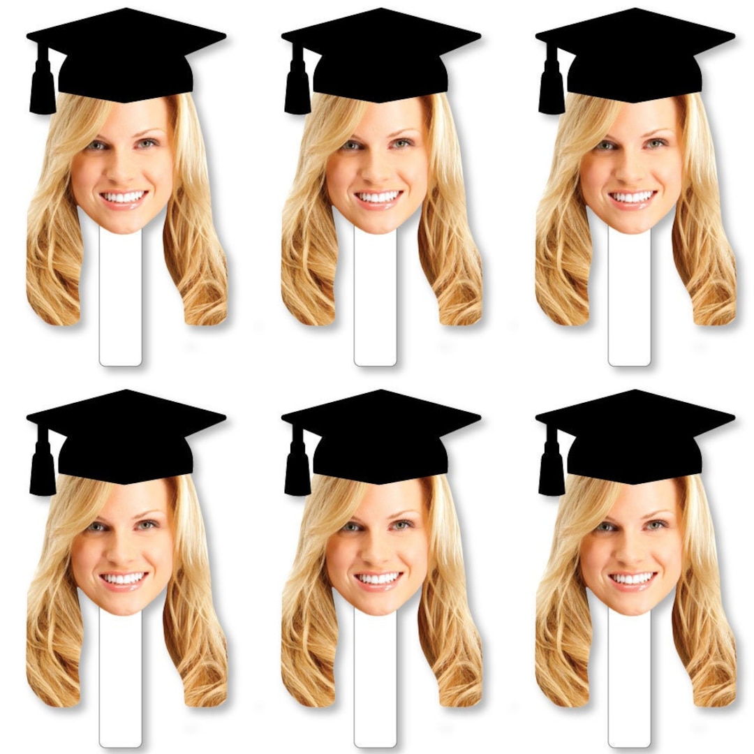Grad Cap Fun Face Cutout Paddles - Custom Graduation Photo Face Cut Out ...