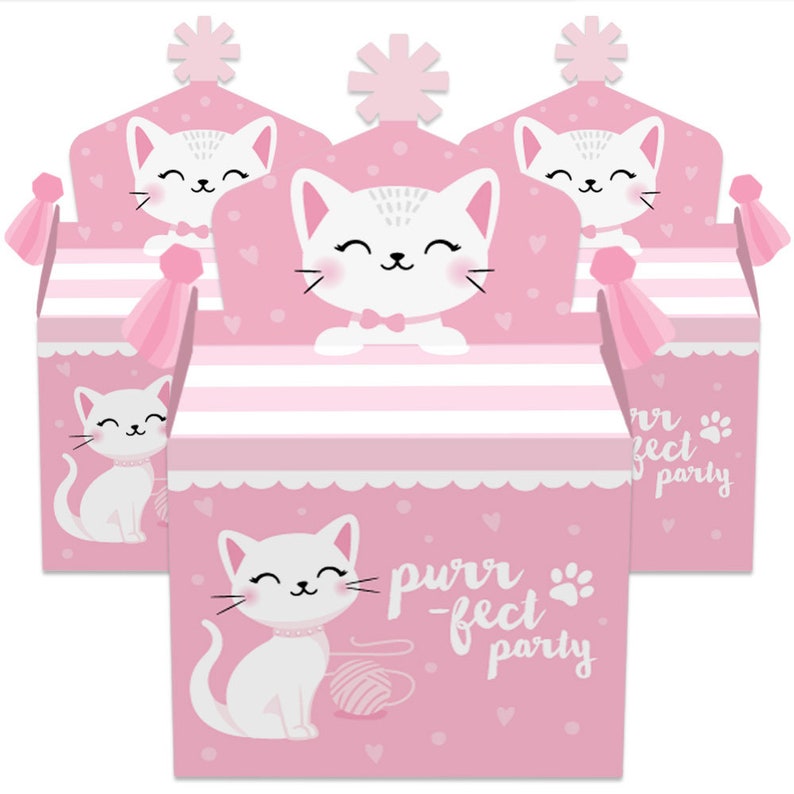 Purr-fect Kitty Cat Treat Box Party Favors Kitten Meow - Etsy
