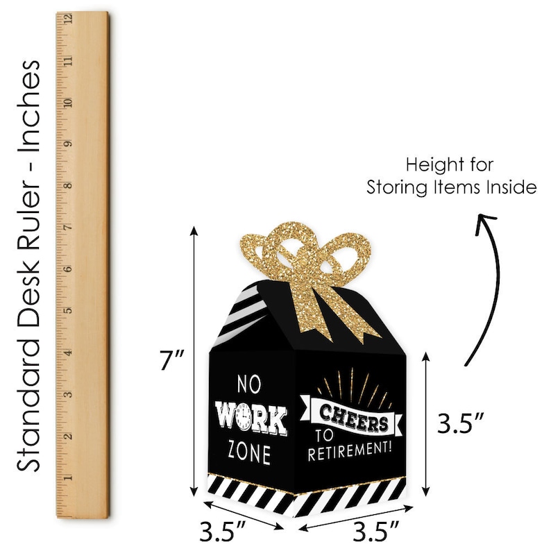 Happy Retirement - Square Favor Gift Boxes - Retirement Party Bow Boxes ...