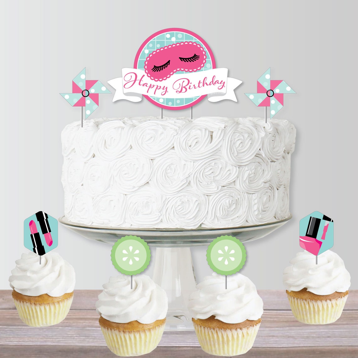 Spa Day Birthday Party Cake Decorating Kit Happy Birthday - Etsy