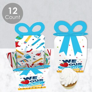 Thank You Teachers - Square Favor Gift Boxes - Teacher Appreciation Bow ...