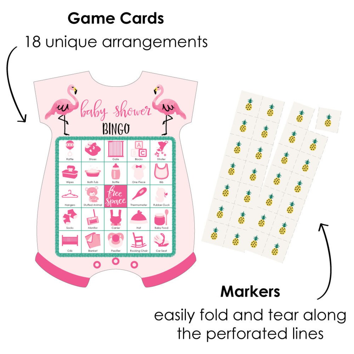 Pink Flamingo Party Like a Pineapple Picture Bingo Cards | Etsy
