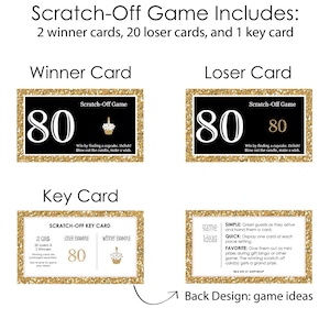 80th Birthday Party Scratch off Game - Adult 80th Birthday - Gold ...